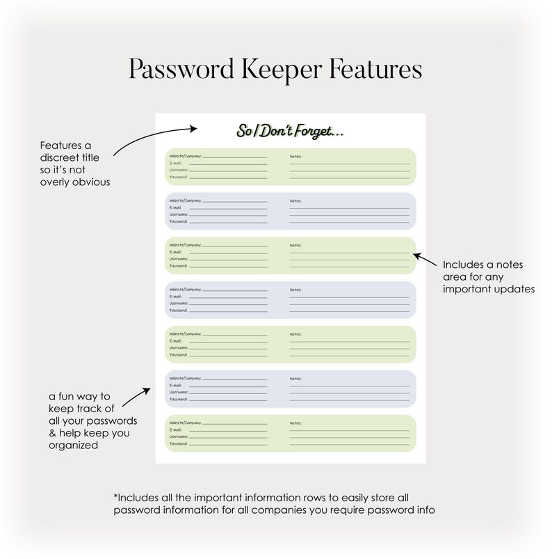 Password Keeper Password Organizer Password Template Password Tracker ...