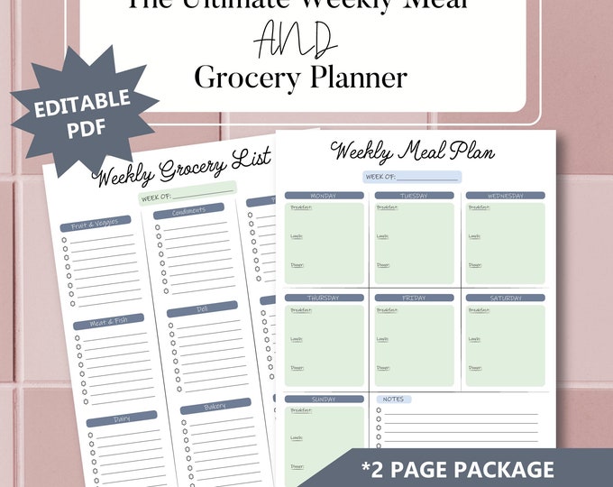 Grocery Shopping List Printable Weekly Shopping Checklist Template for ...