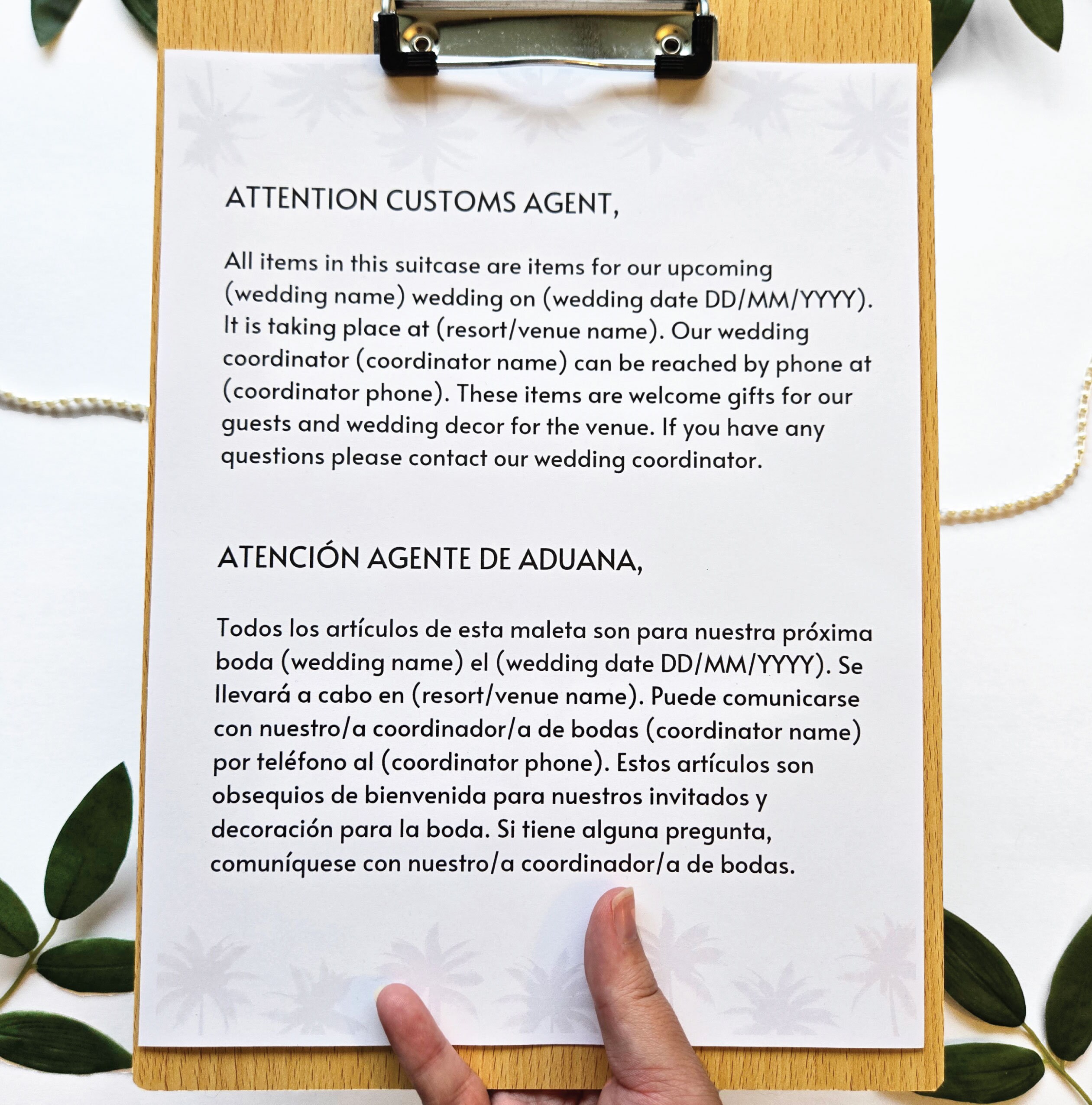 Mexico Destination Wedding Letter for Customs Editable Letter for ...