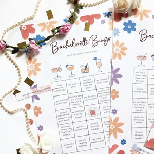 Hen Party Bingo Clean Bridal Shower Bingo Floral Bachelorette Party ...