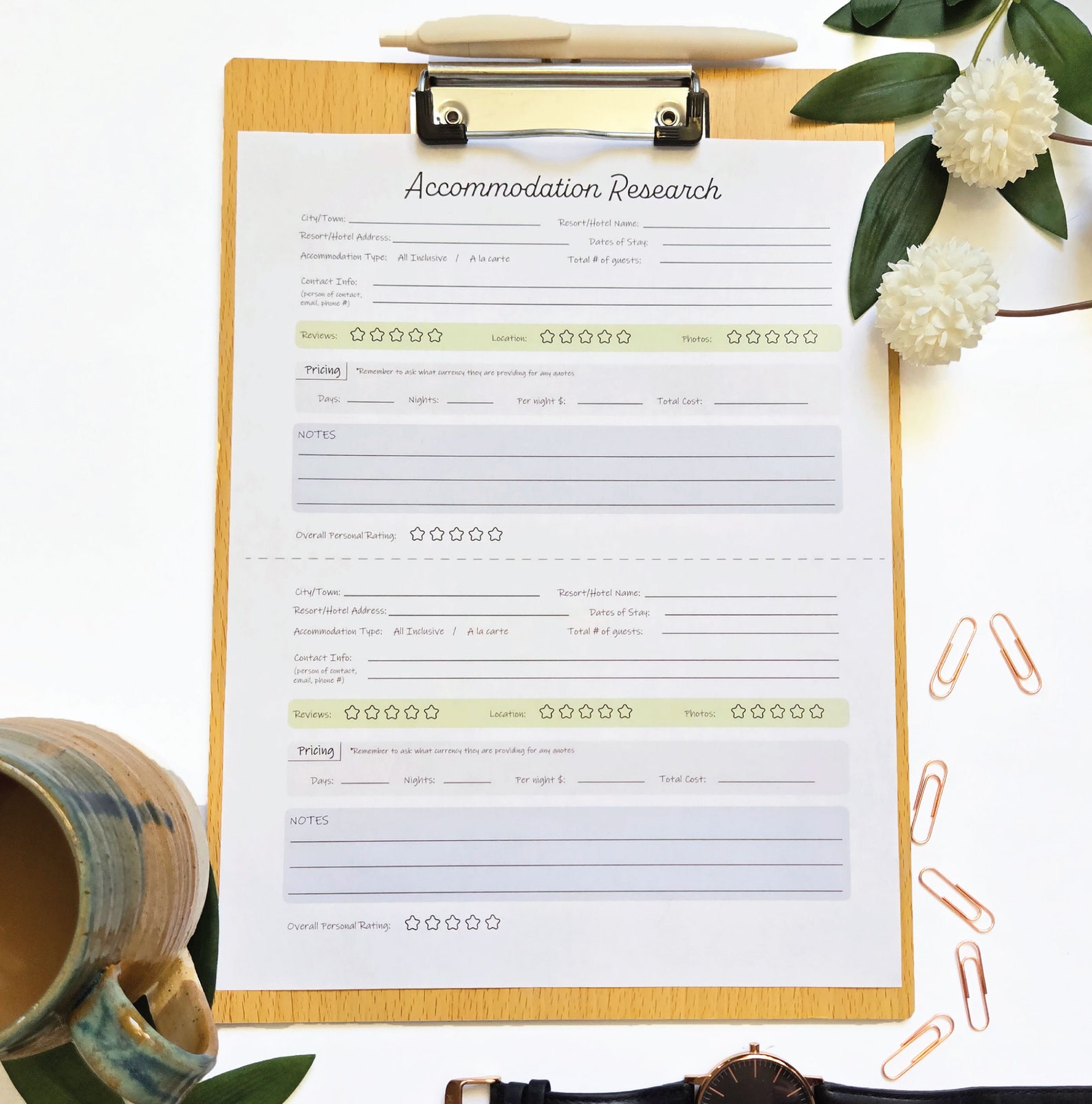Resort Research Planner Destination Wedding Hotel Planner Printable ...