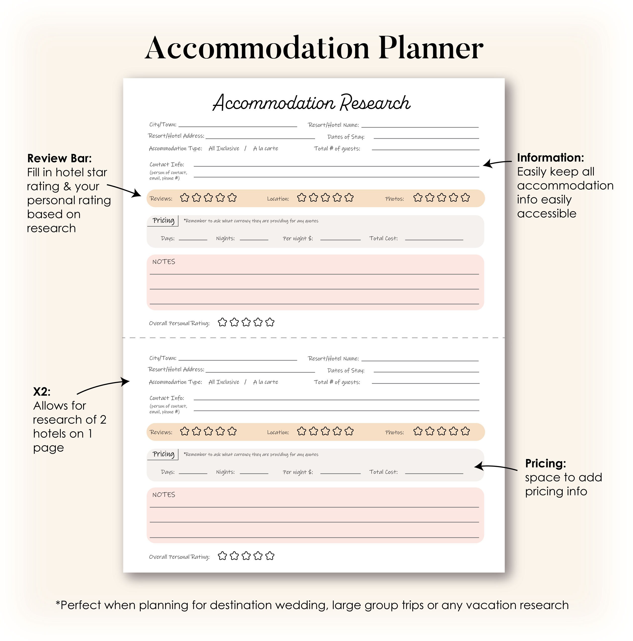 Vacation Planner Template Bundle Group Trip Planner Travel Packing List ...