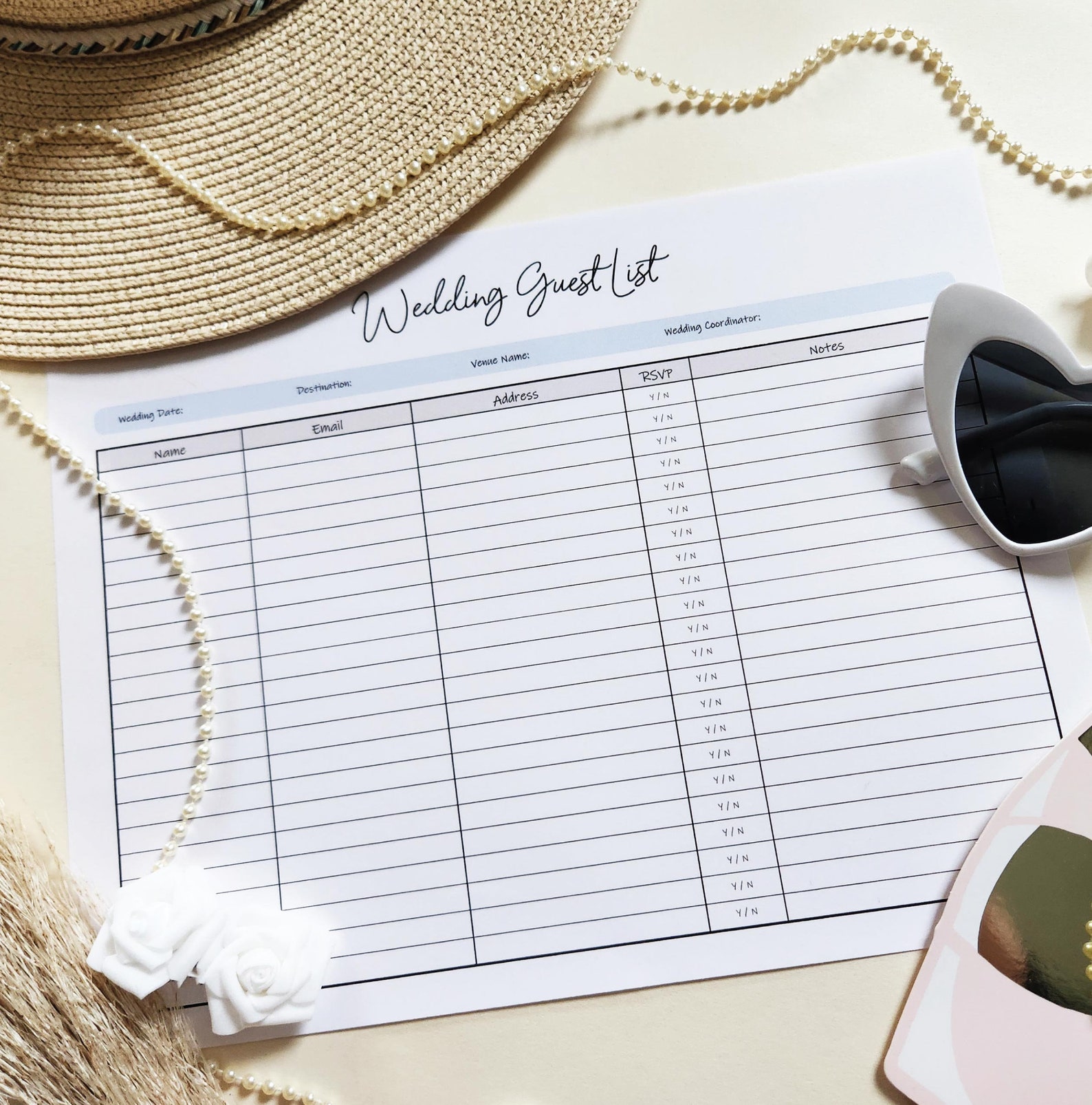 Wedding Guest List Tracker Printable Guest Planner Template Editable ...