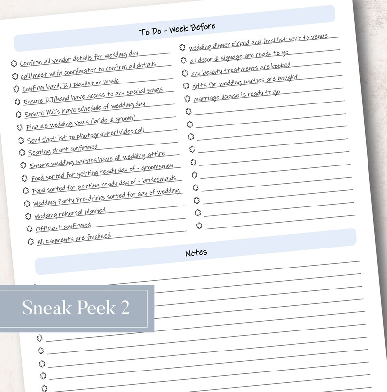 Wedding Day Checklist Template Printable Wedding Day Packing List ...