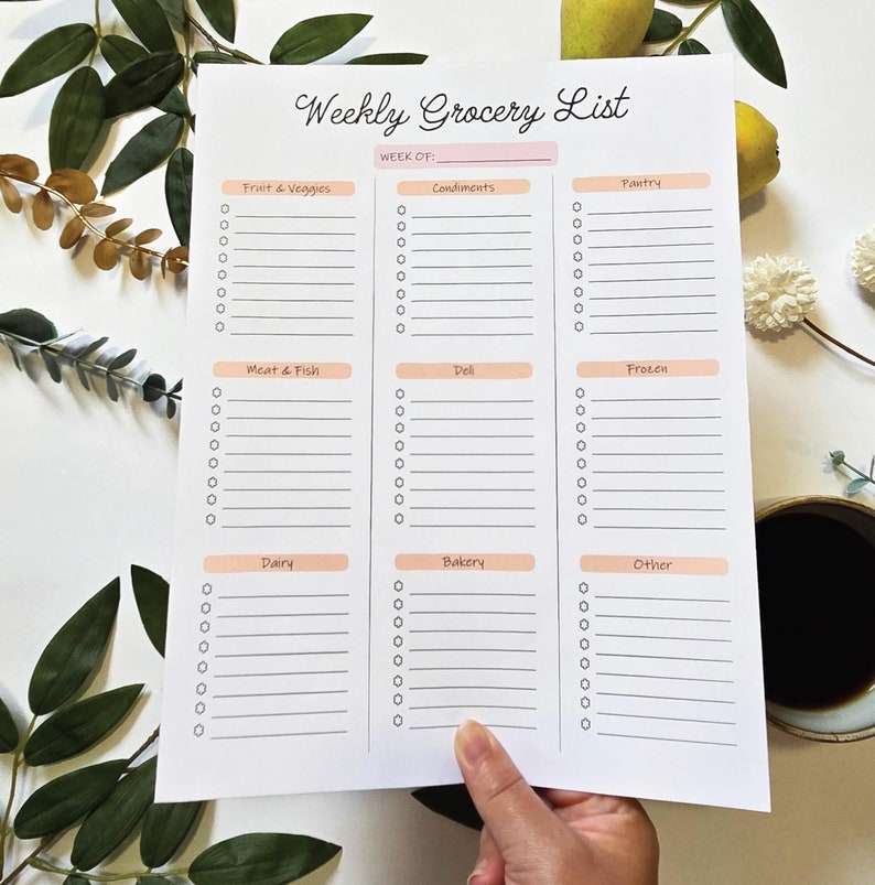 Grocery List Printable for Family Weekly Shopping List Template Weekly ...