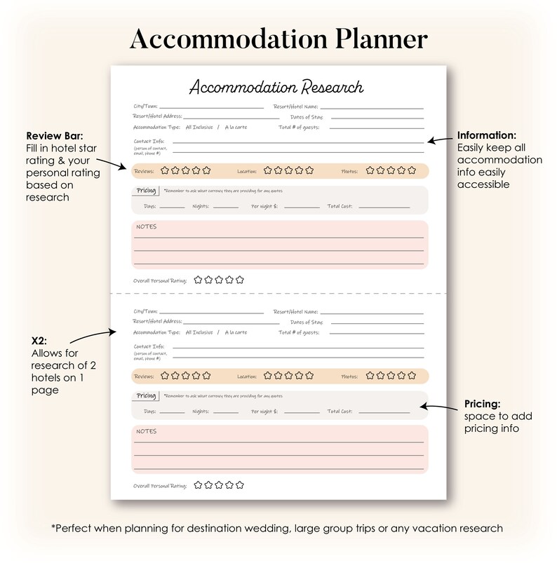 Group Travel Planner Template Printable Trip Planner Digital Travel ...