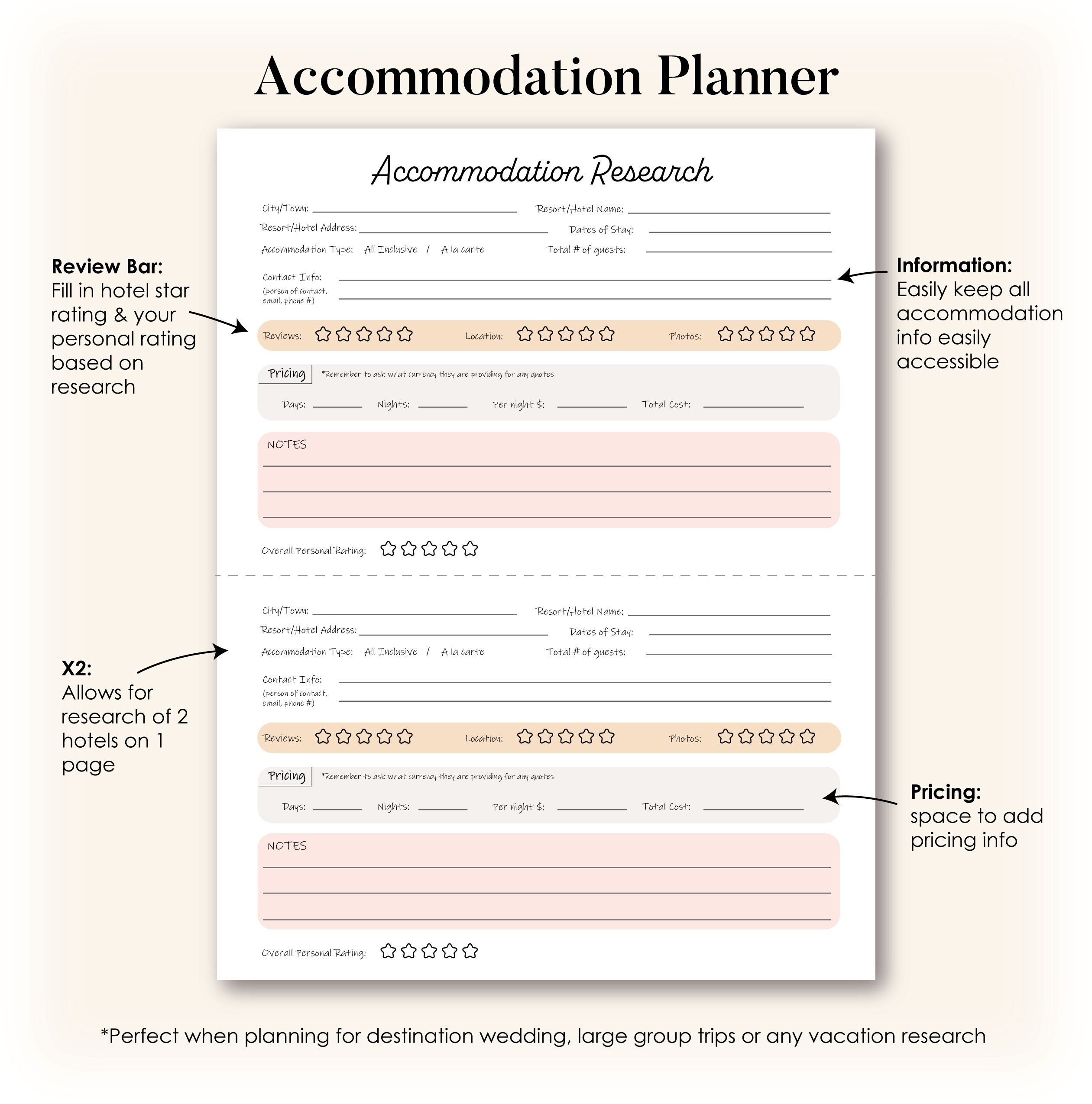 Group Travel Planner Template Printable Trip Planner Digital Travel ...