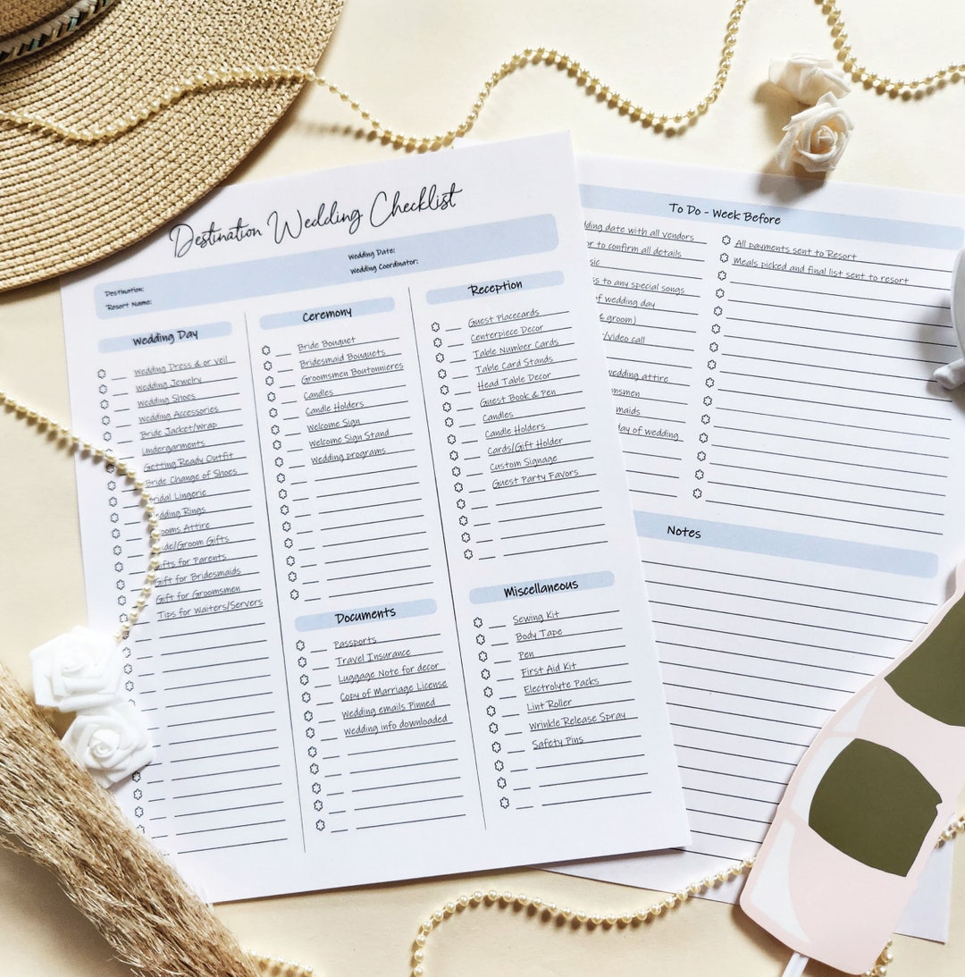 Destination Wedding Packing List Printable Destination Wedding Planner ...
