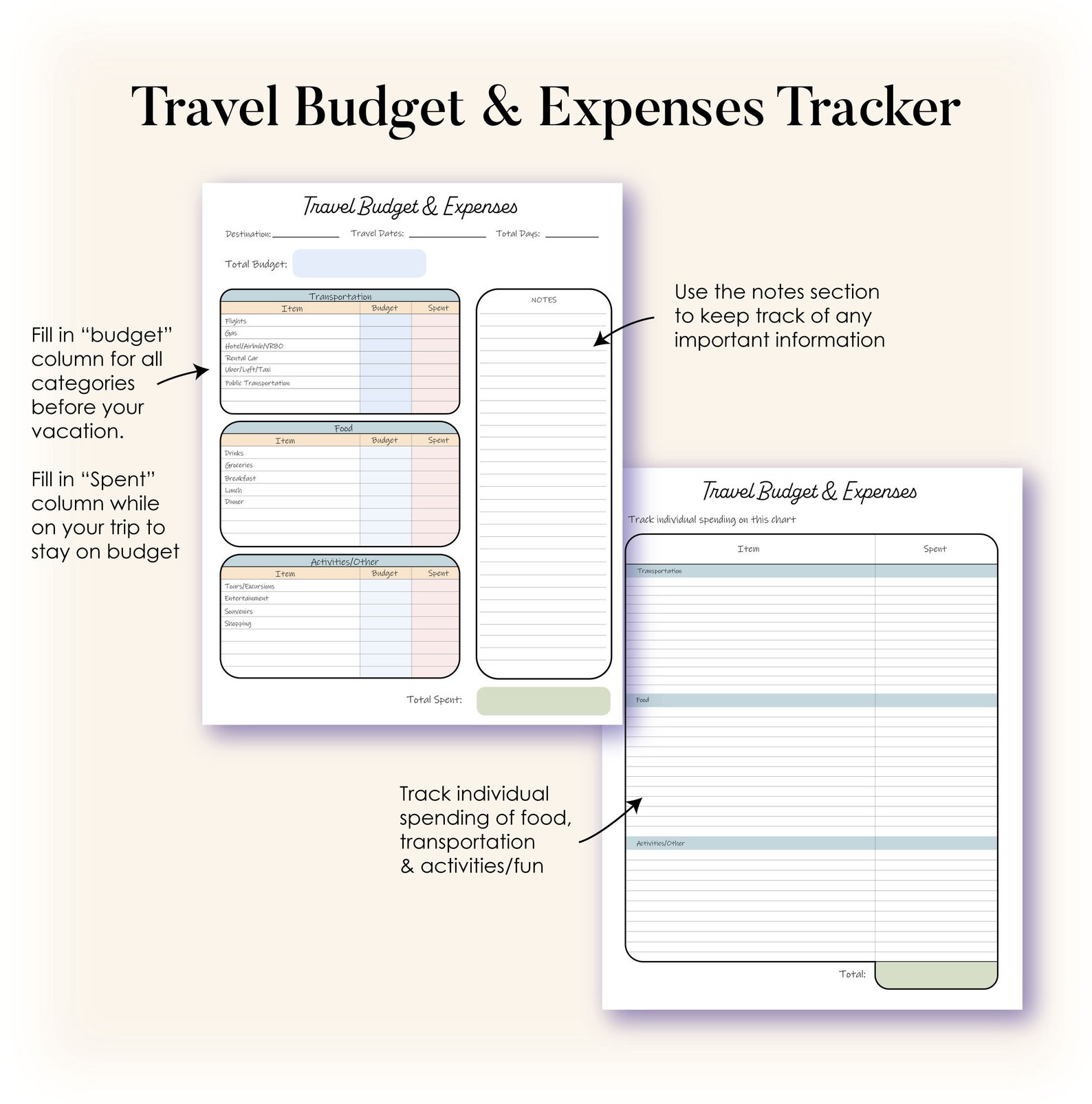 Vacation Planner Template Bundle Group Trip Planner Travel Packing List ...