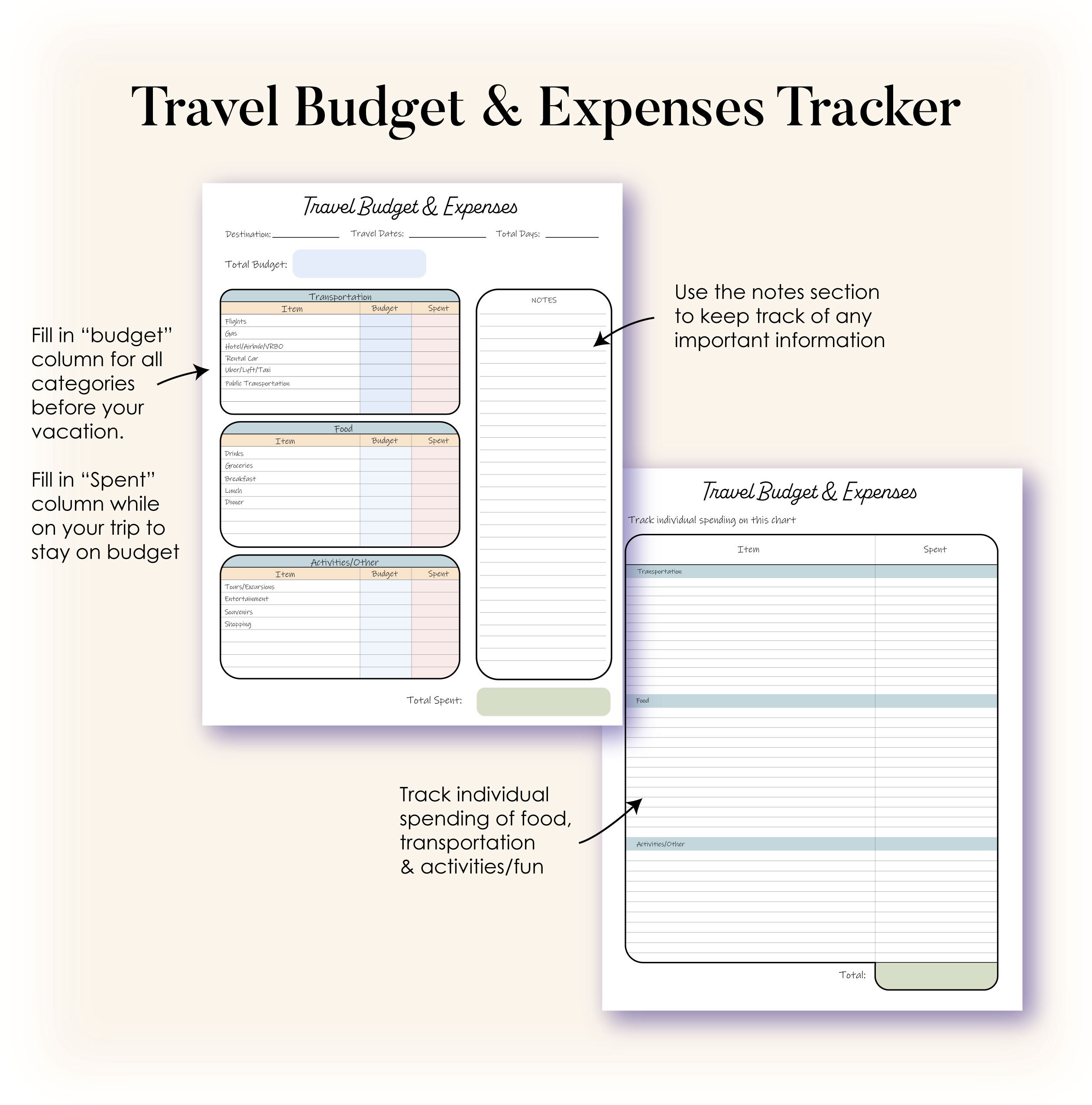 Vacation Planner Template Bundle Group Trip Planner Travel Packing List ...