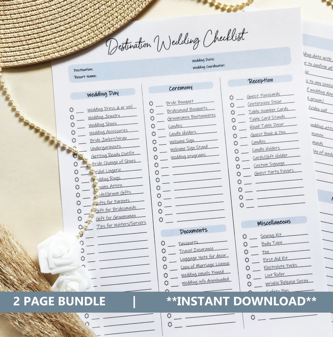 Destination Wedding Packing Checklist Digital Mexico Wedding Packing ...
