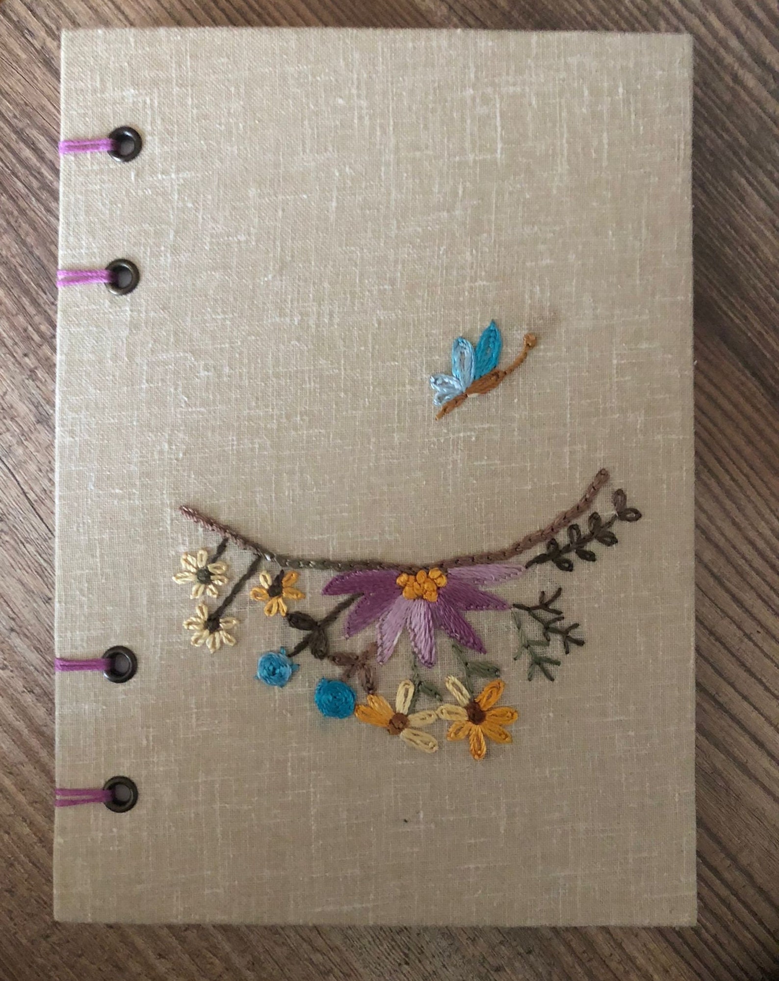 Custom Handmade Embroidered Notebook, Coptic Stitched Fabric Notebook ...