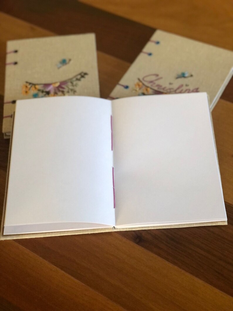 Custom Handmade Embroidered Notebook, Coptic Stitched Fabric Notebook ...