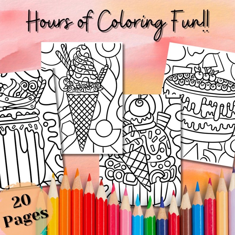 Fun Dessert Coloring Pages - Coloring for Self-care - Adult Coloring ...