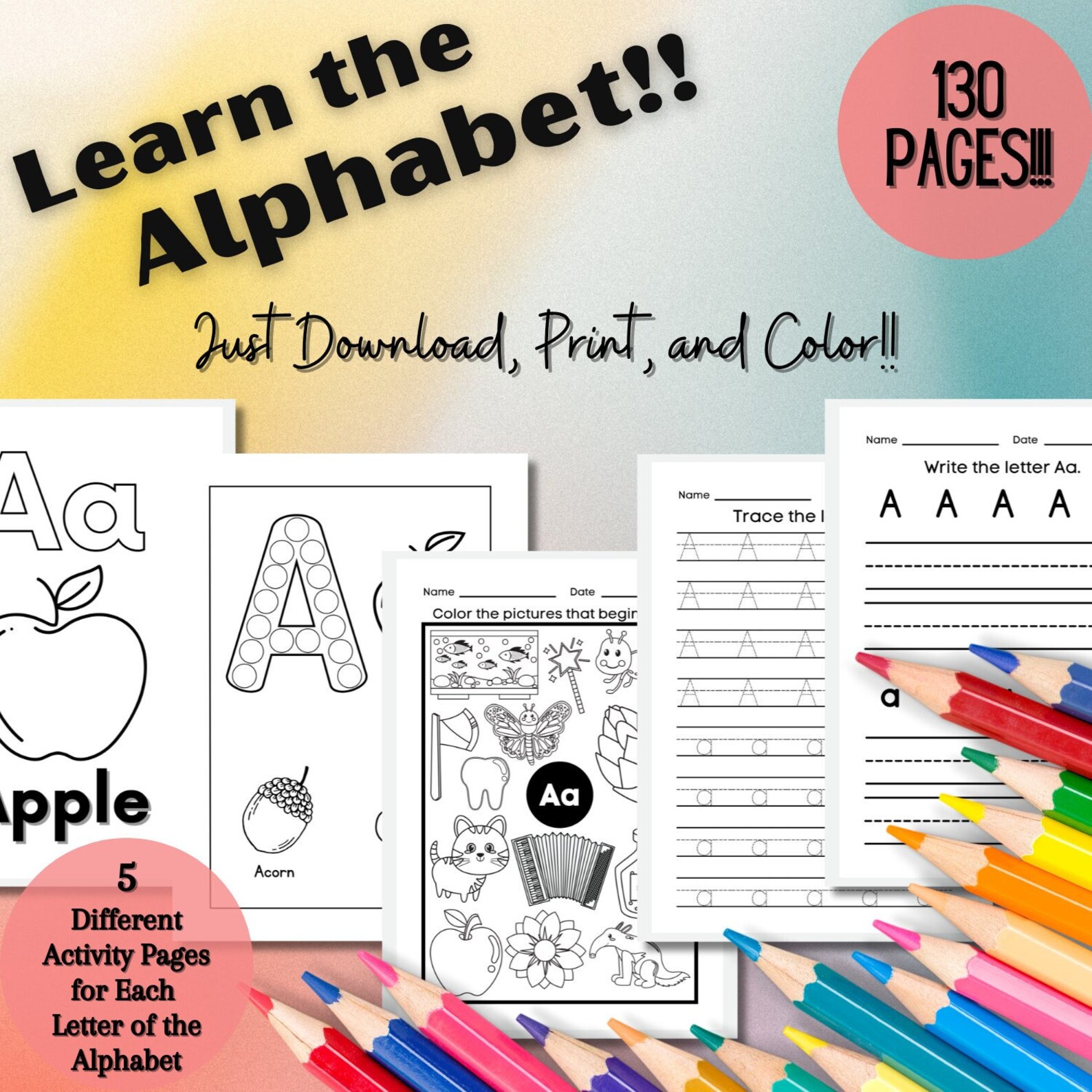 Alphabet Coloring Pages for Kids - Learn to Read and Write the Abc's ...