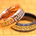 Greek Key Inlay Engraved Tungsten Ring, 8MM Rose Gold IP High Polish ...