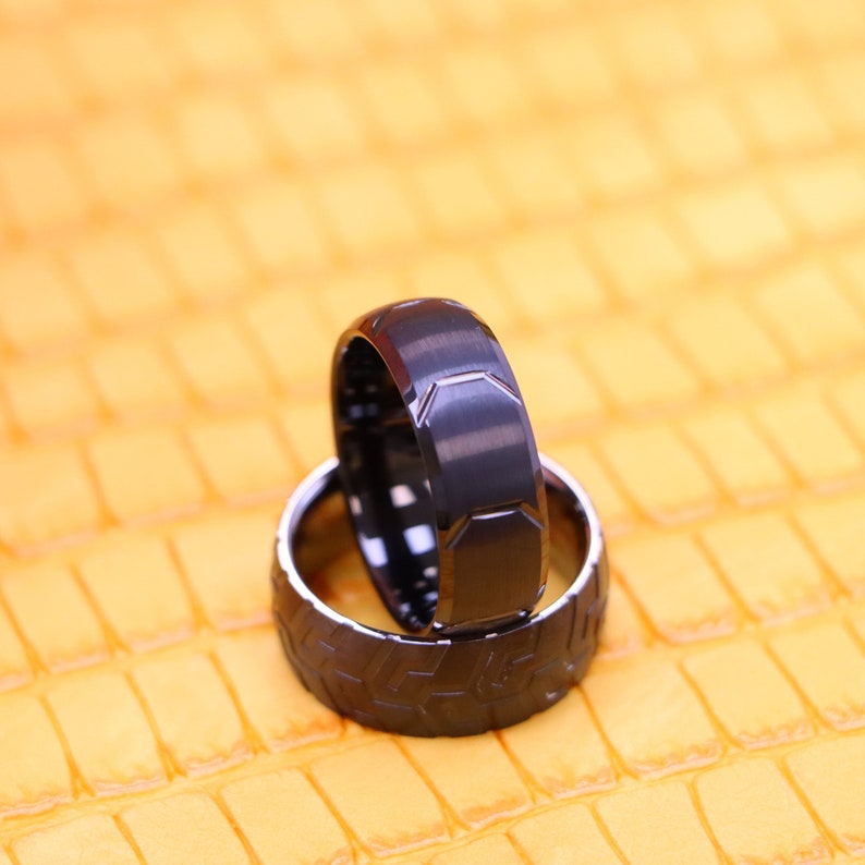 Black Wedding Ring, Tungsten Hip Hop Ring, Motorcycle Tire Ring ...