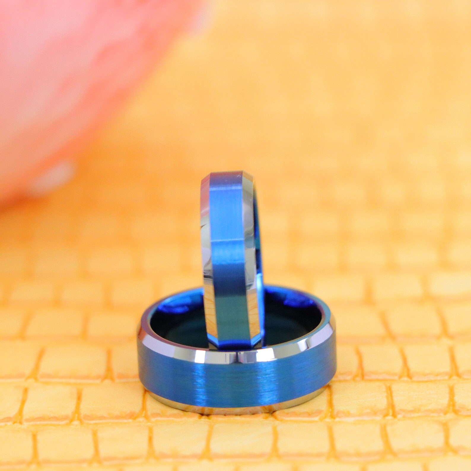 Blue Wedding Ring, Promise Ring for Men, Tungsten Blue Ring, Tungsten ...
