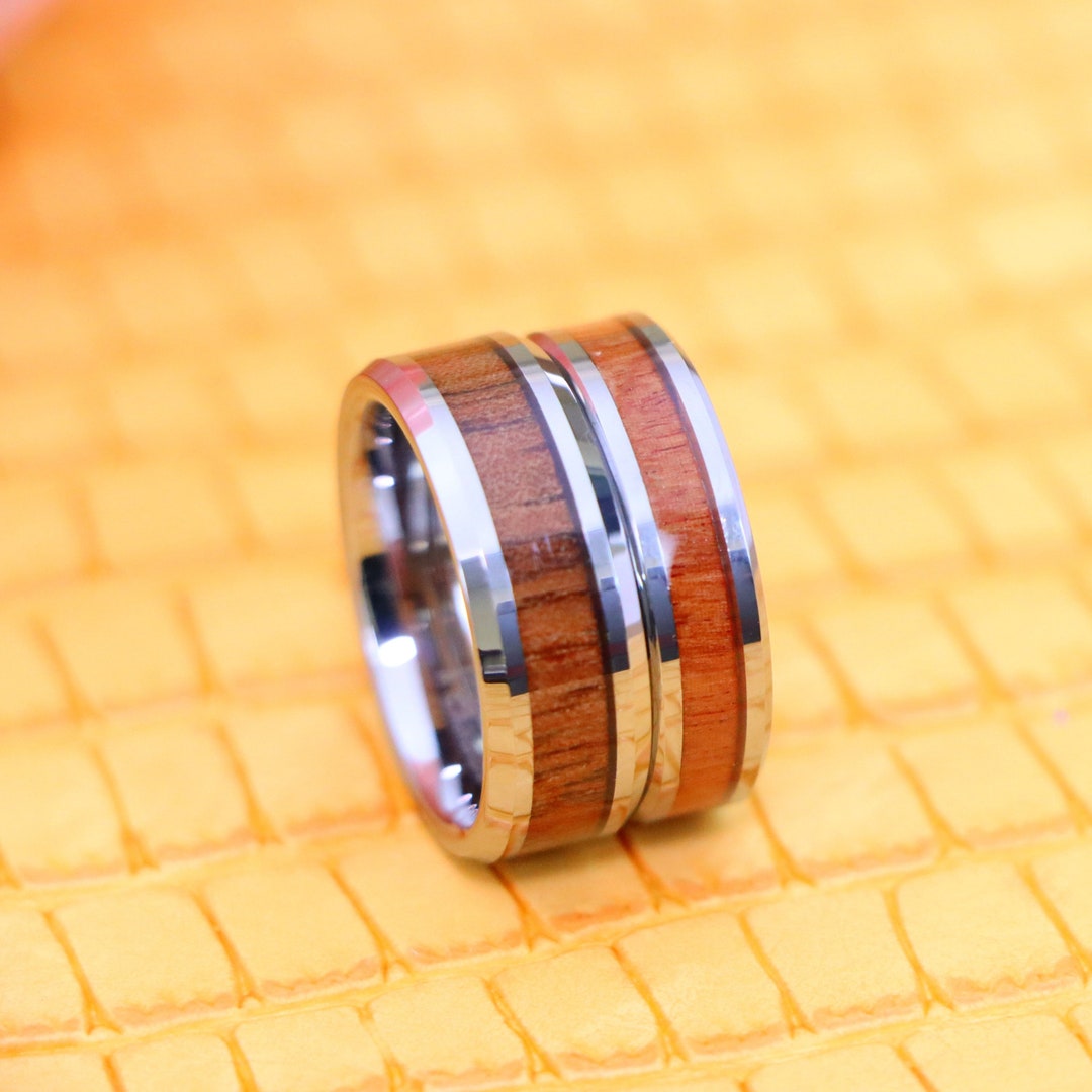 Silver Wooden Ring for Men's and Woman, Girls Rings, Stackable Rings ...