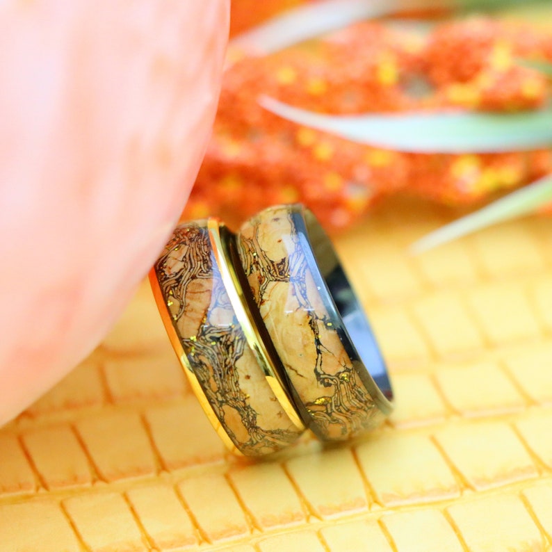 Men's Engagement Ring, Cork Tungsten Band, 8mm Wedding Band, Tungsten ...