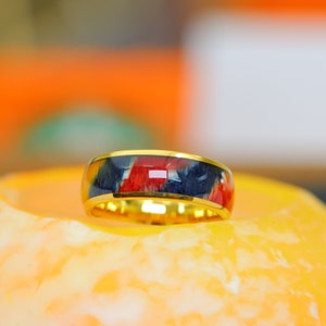 Multiple Color Dyed Rosewood Inlay Dome Gold Plated Tungsten Carbide ...