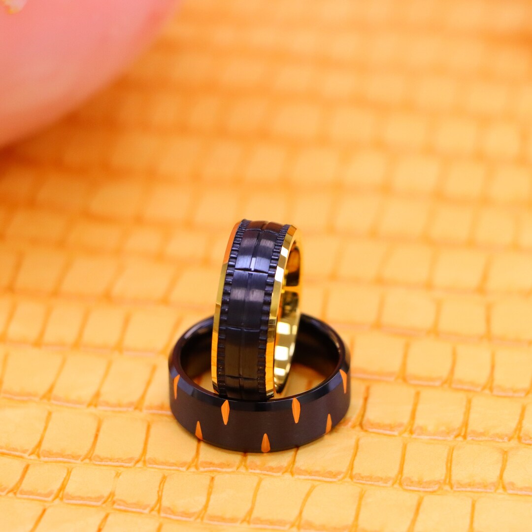 Men’s Wedding Band, Alternating Wedge Cuts Beveled Edges, Engagement ...