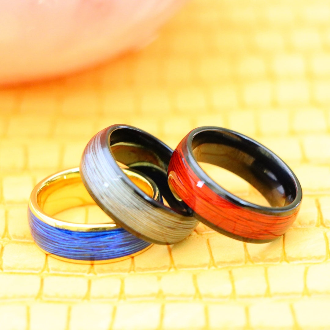 Outdoorsman Wedding Ring, Fishing Line Wedding Ring, Men's Wedding Band ...