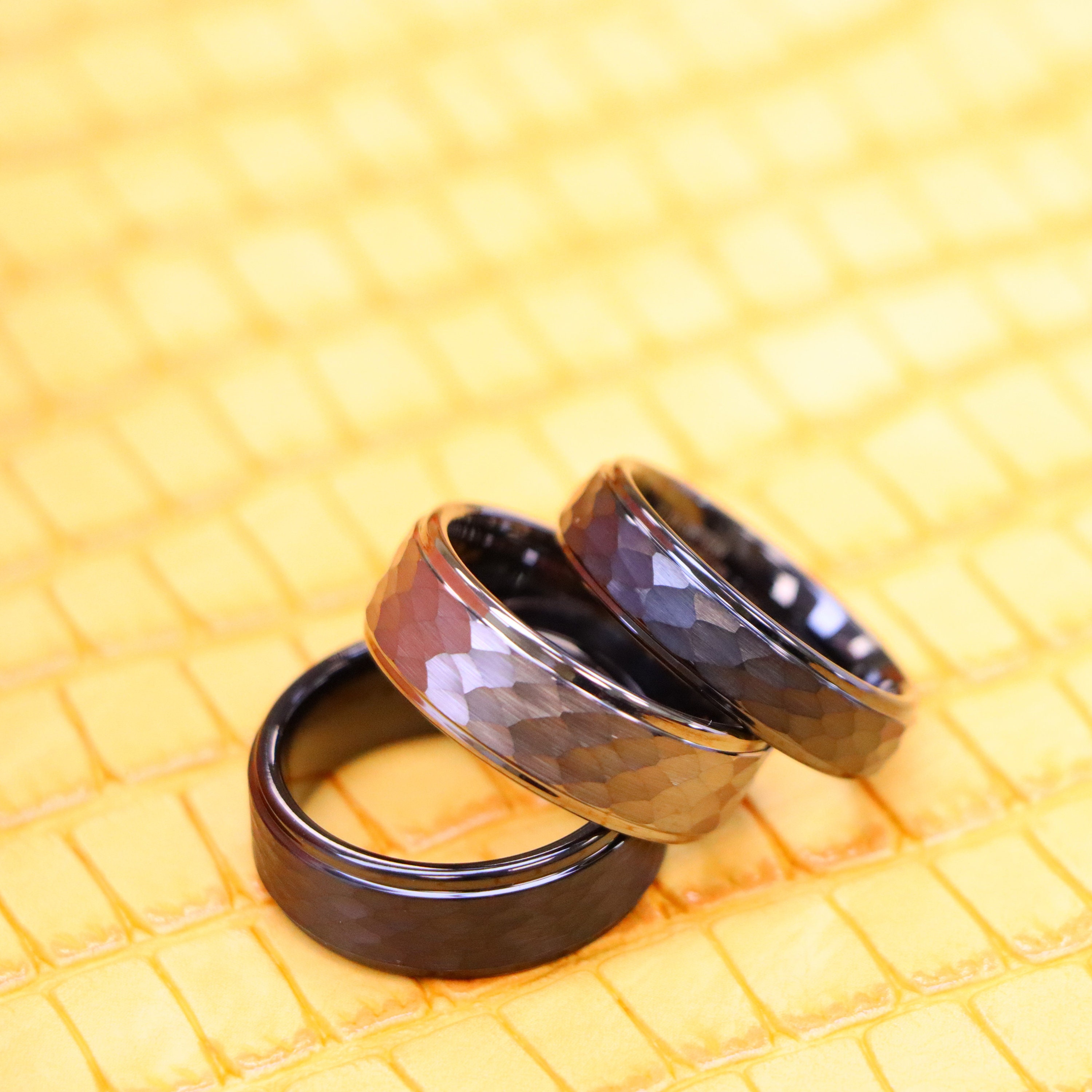 Stepped Edge Wedding Ring for Men, Personalized Laser Engrave ...