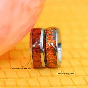 Wood Wedding Band Dome High Polished Ring, His Hers Matching Band ...