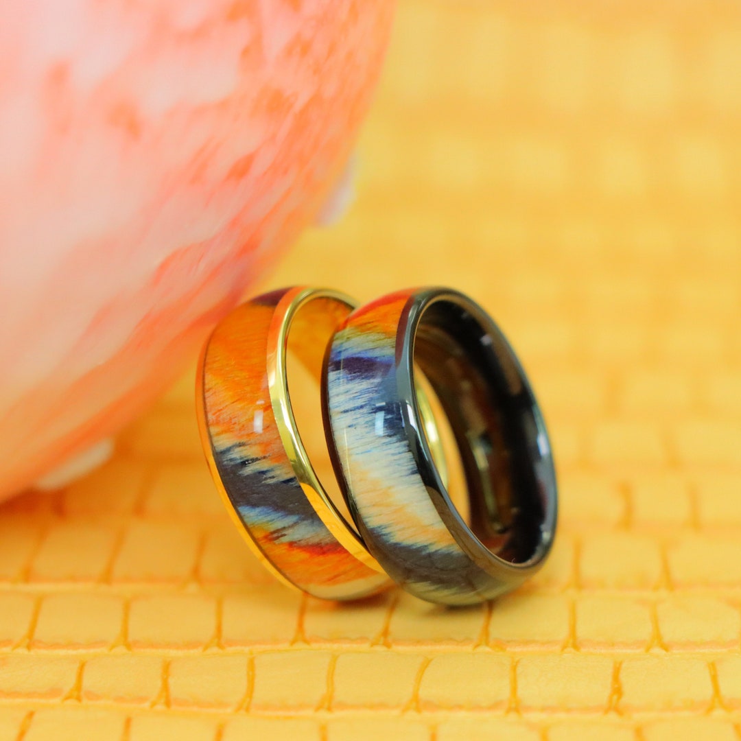 Men's Anniversary Rings, Multiple Color Dyed Rosewood Inlay Wedding ...
