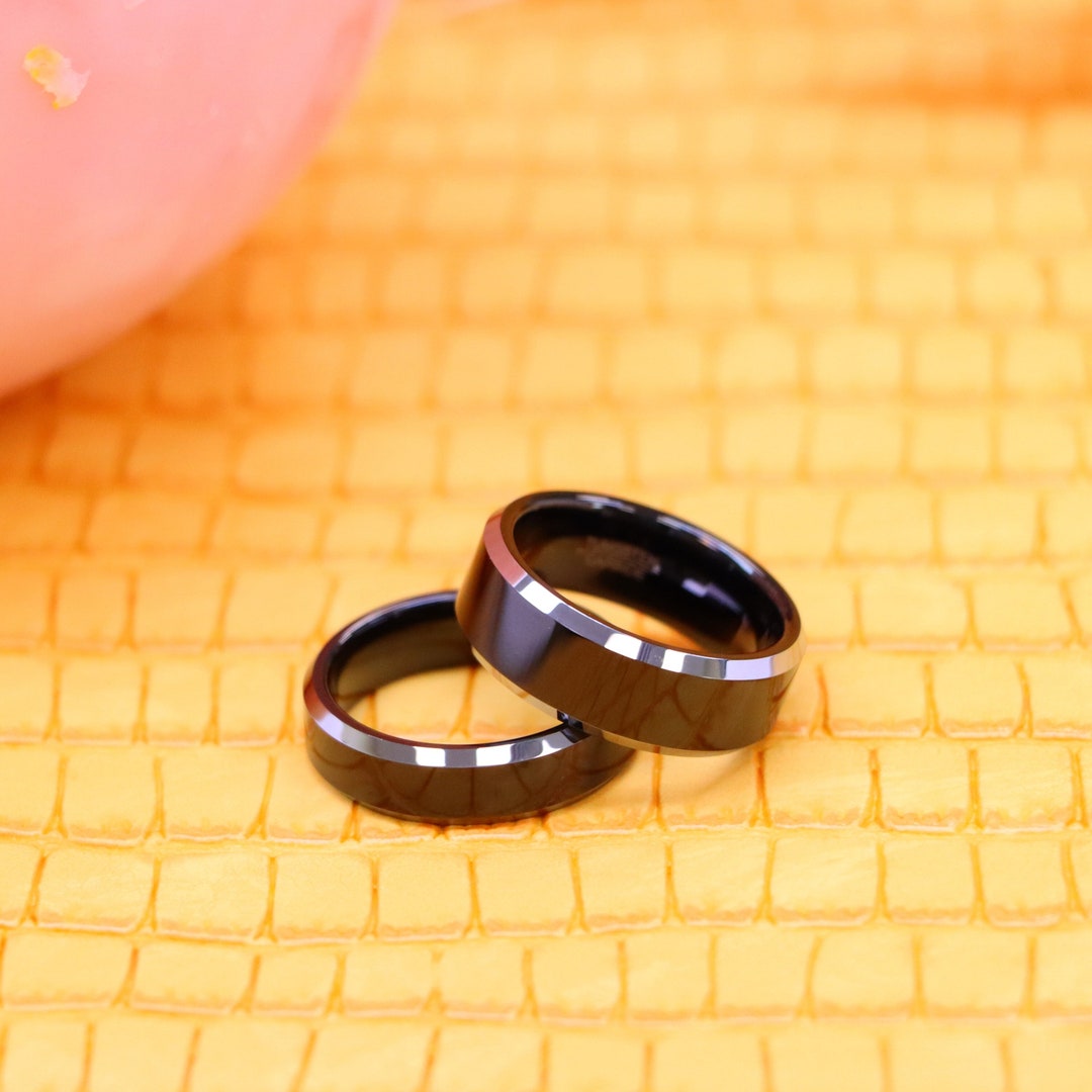 Men's Tungsten Wedding Ring, Black Wedding Band, Anniversary Men's ...