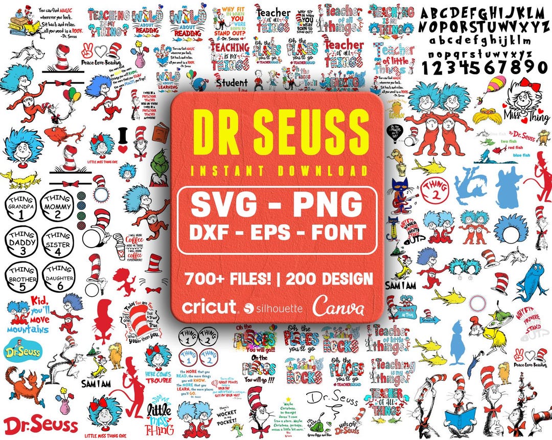 Thing 1 - Thing 2 SVG Bundle, Dr. Seuss Font Files (digital Download ...