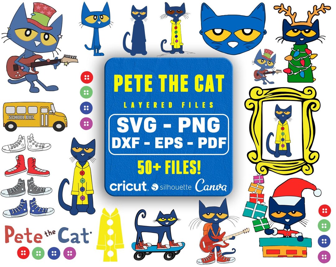 Pete the Cat Svg Bundle, Pete the Cat Png, Svg for Cricut, Clipart ...