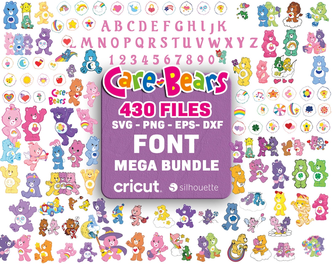 Care Bear SVG Bundle, Care Bears Png, Clipart Files, Care Bear Font ...