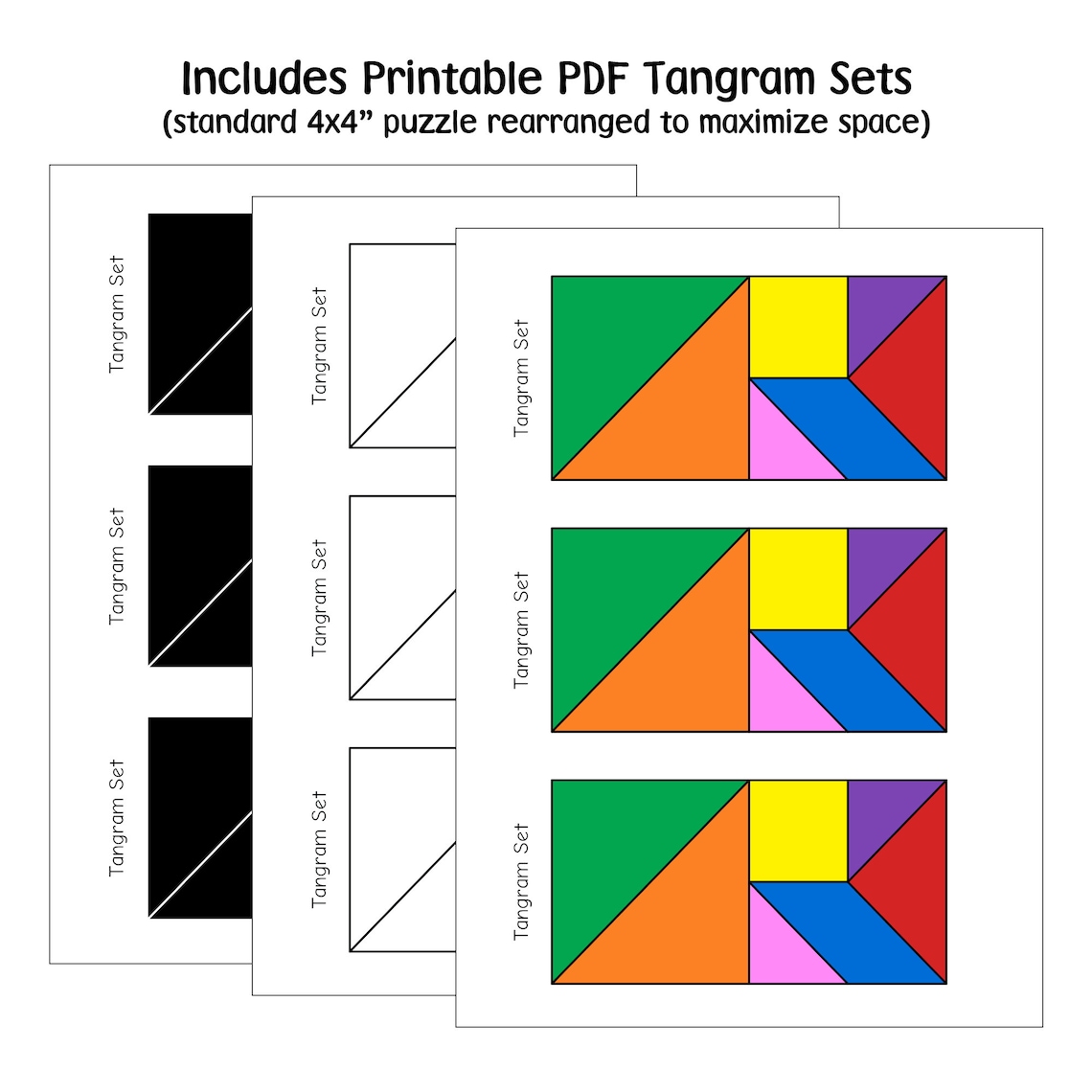 Printable Tangram Puzzle Mats & Task Cards + Bonus Clip Art - Etsy