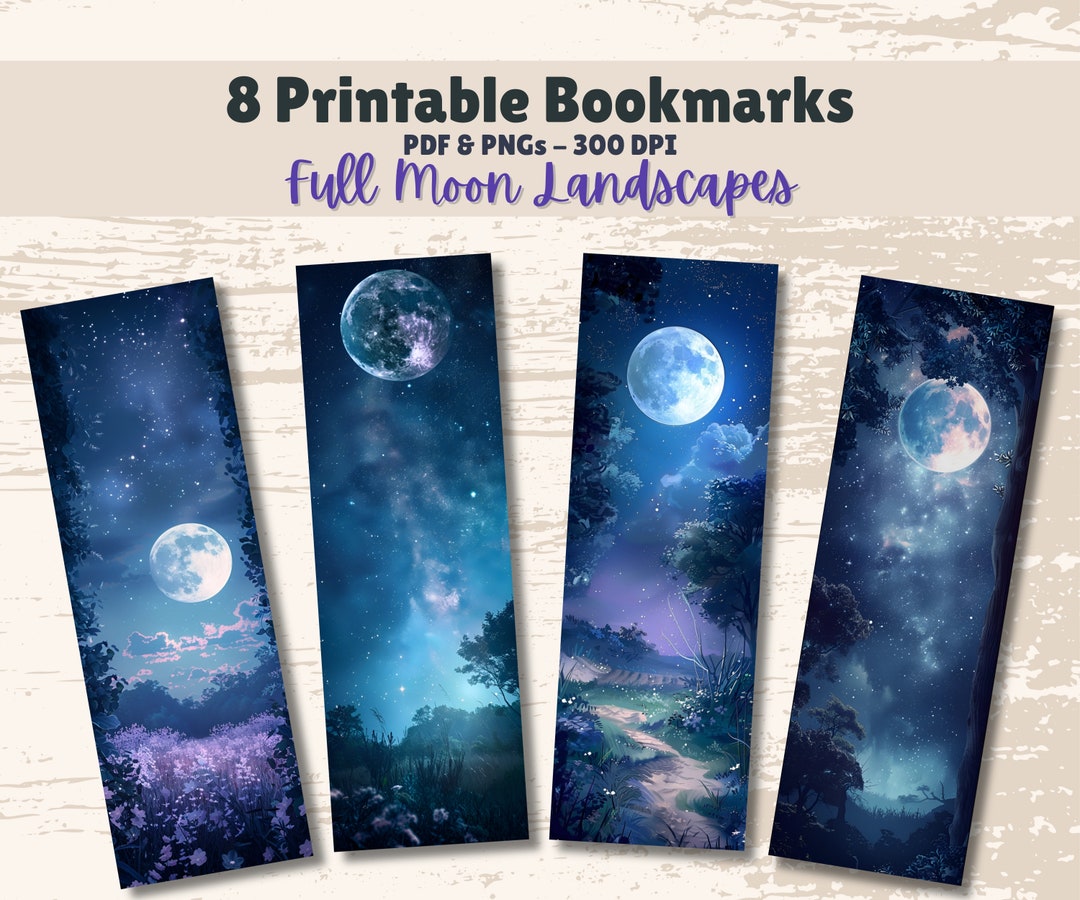 Printable Bookmarks Set of 8 Digital Download 11x8.5 PDF and Separate ...