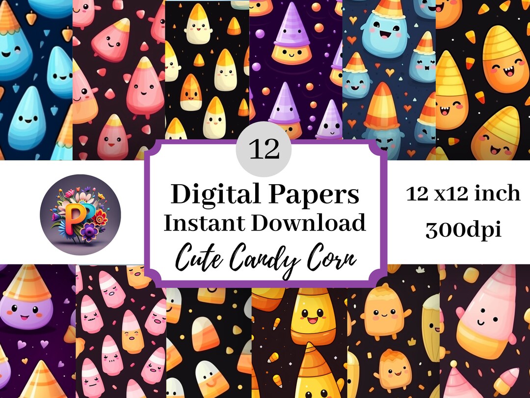 Cute Candy Corn Digital Paper, Printable Background, Scrapbook Papers ...