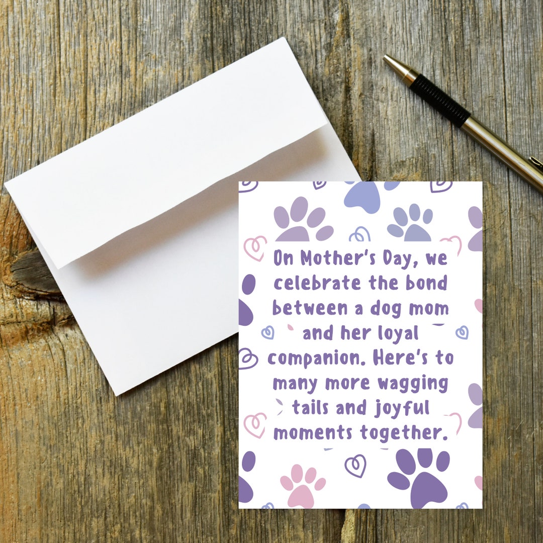 Dog Mom Mother's Day Printable DIY Greeting Card and Envelope Template ...