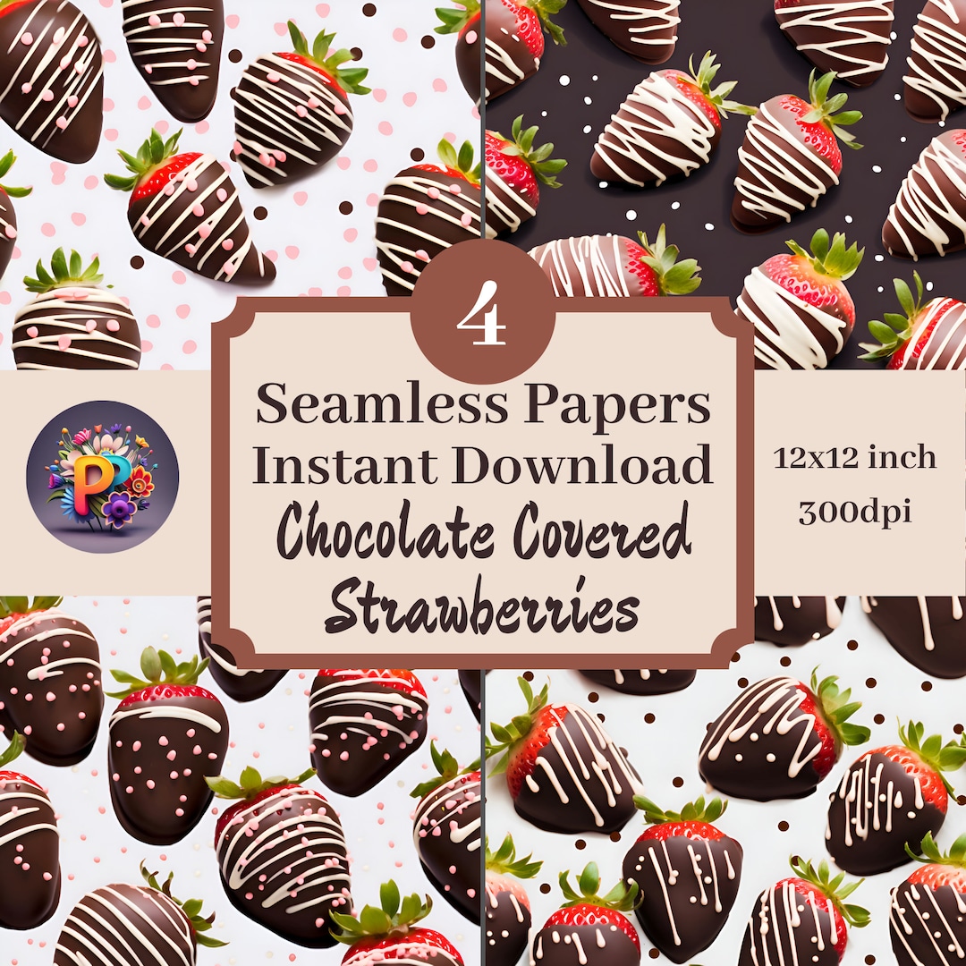 Chocolate Covered Strawberries Printable Background Scrapbook Papers ...