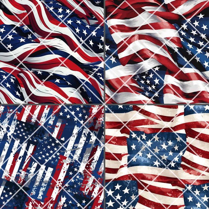 American Flags Digital Paper Printable Background Scrapbook Papers ...