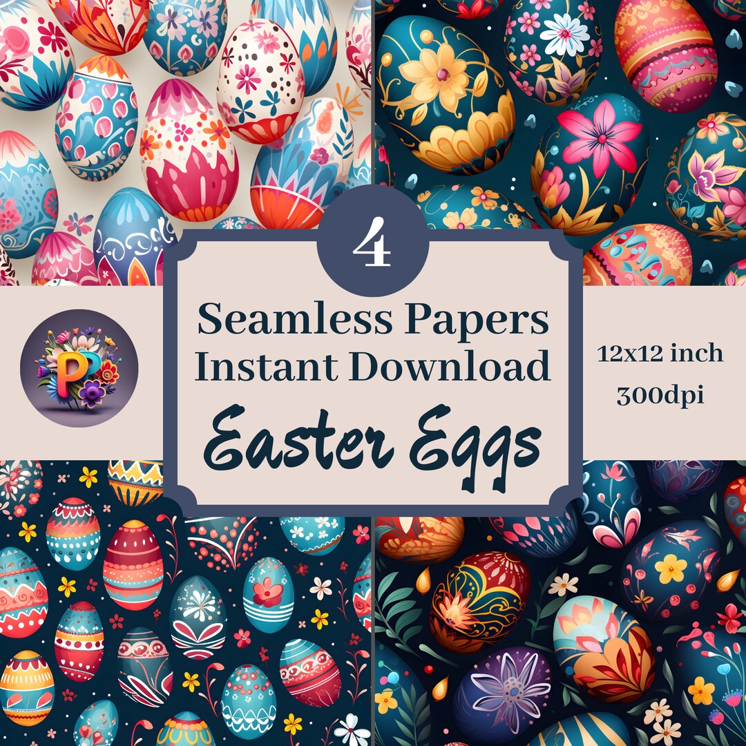 Easter Eggs Printable Background Scrapbook Papers, 12x12 Seamless ...