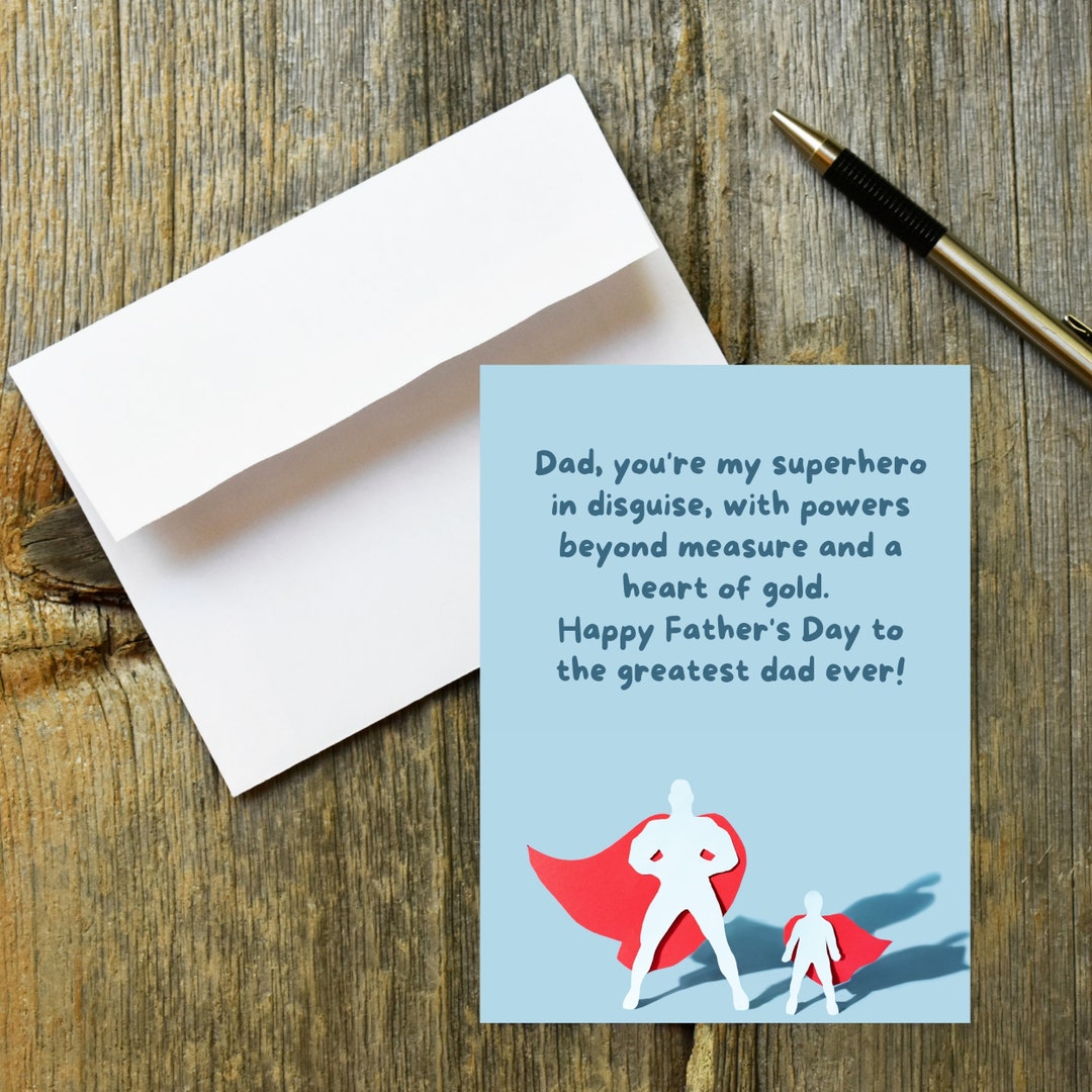 Superhero Father's Day Printable Greeting Card With DIY Printable ...