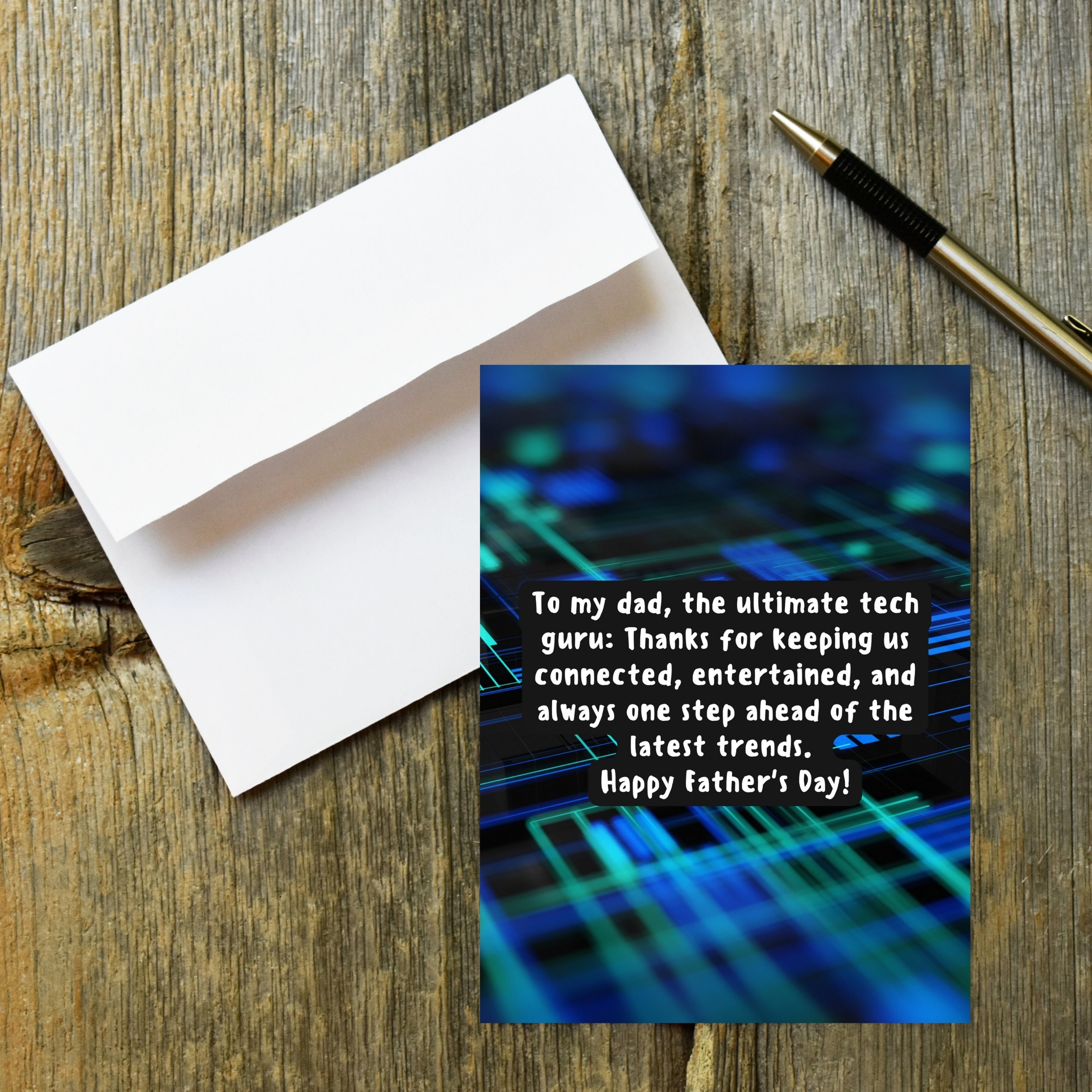 Tech Father's Day Printable Greeting Card With DIY Printable Envelope ...