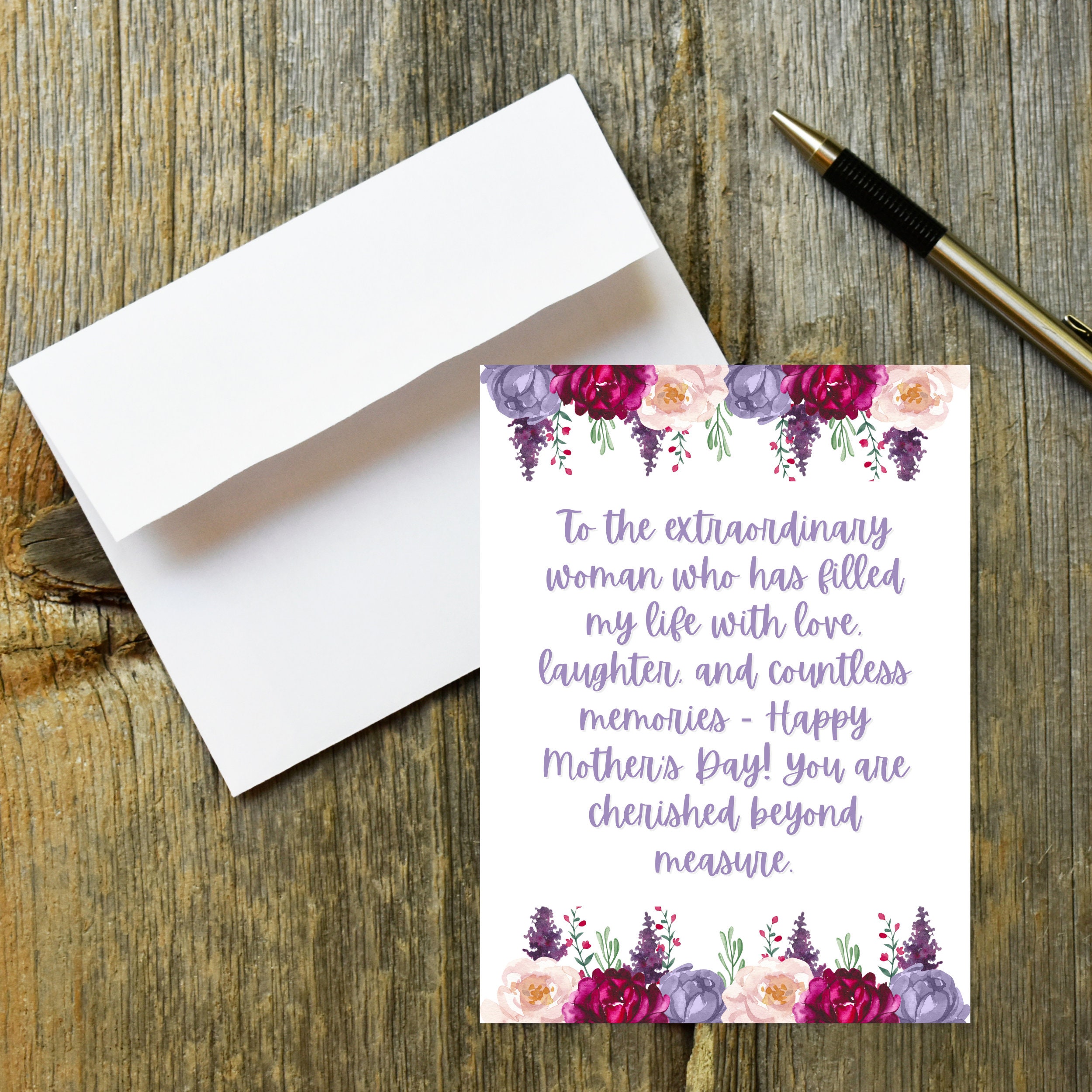 Stepmom Mother's Day Printable DIY Greeting Card and Envelope Template ...