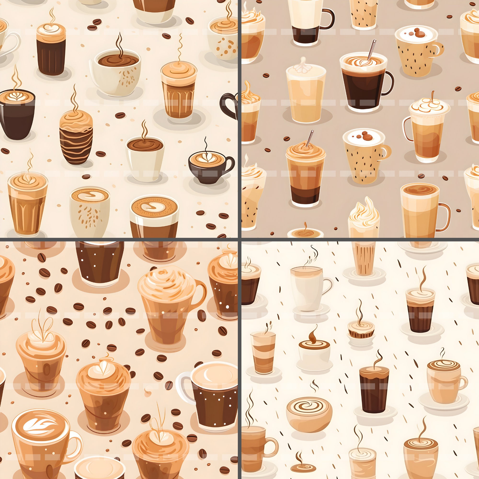 Lotta Latte Love Printable Background Scrapbook Papers, 12x12 Seamless ...