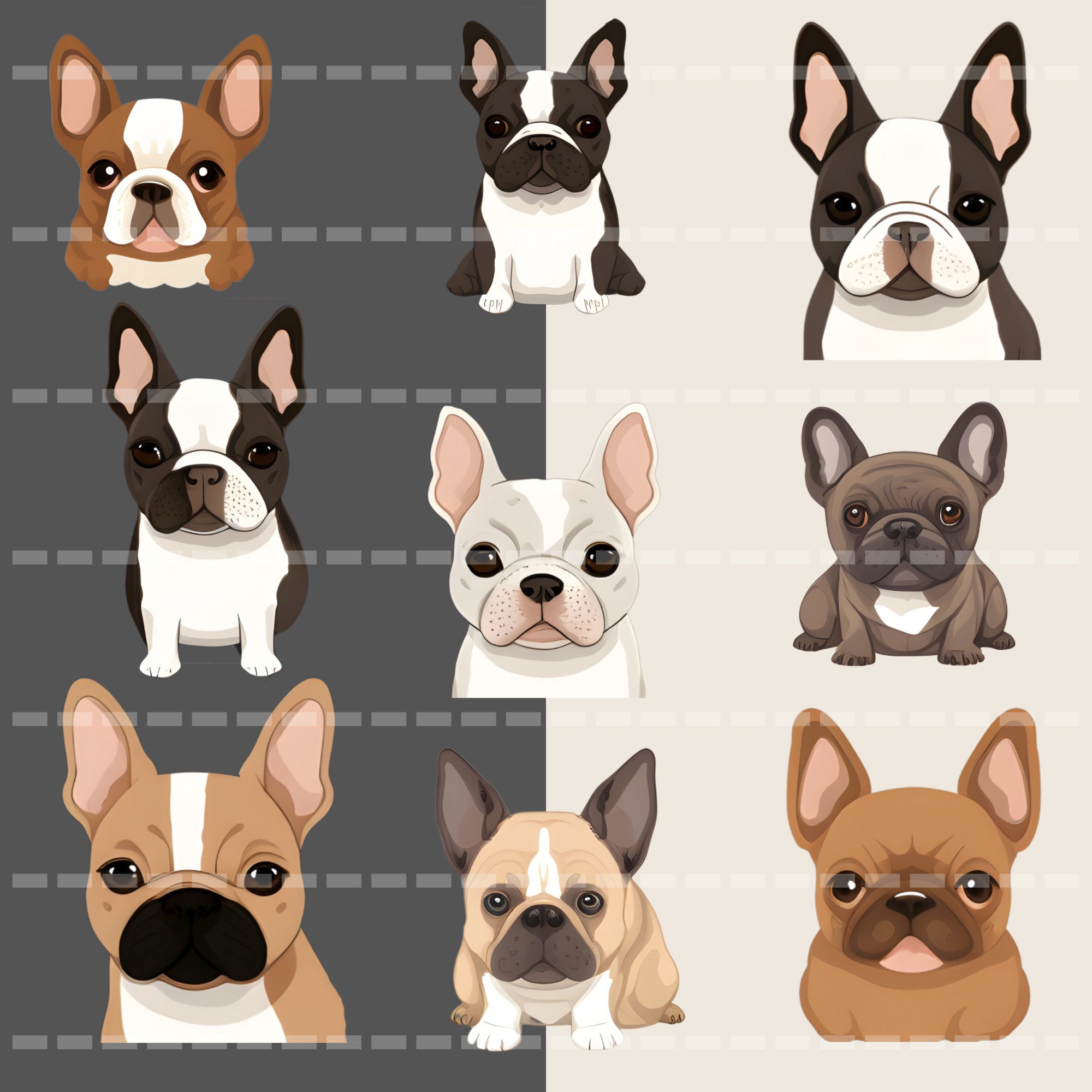 Cute Frenchies Clipart Bundle Set of 15 Clipart Files, French Bulldog ...