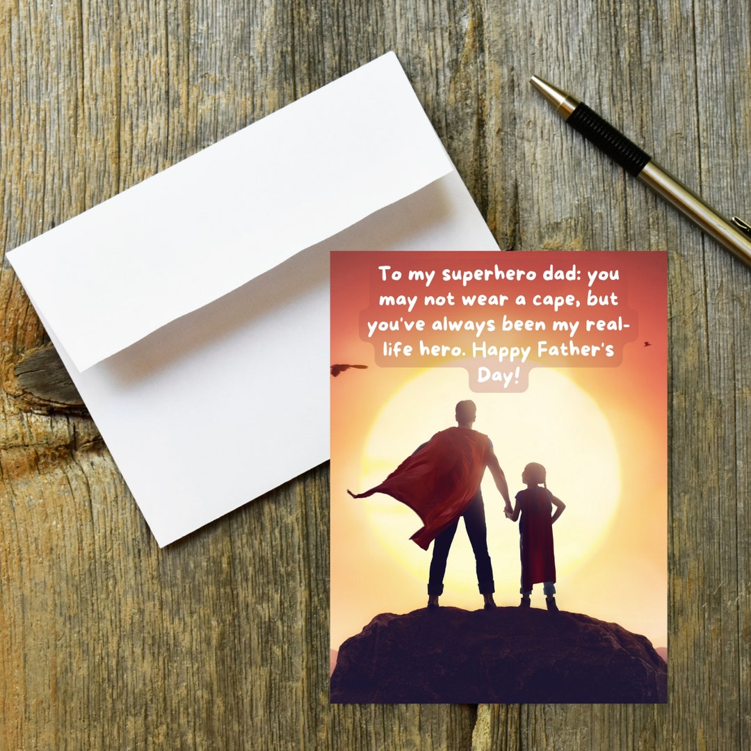 Superhero Father's Day Printable Greeting Card With DIY Printable ...