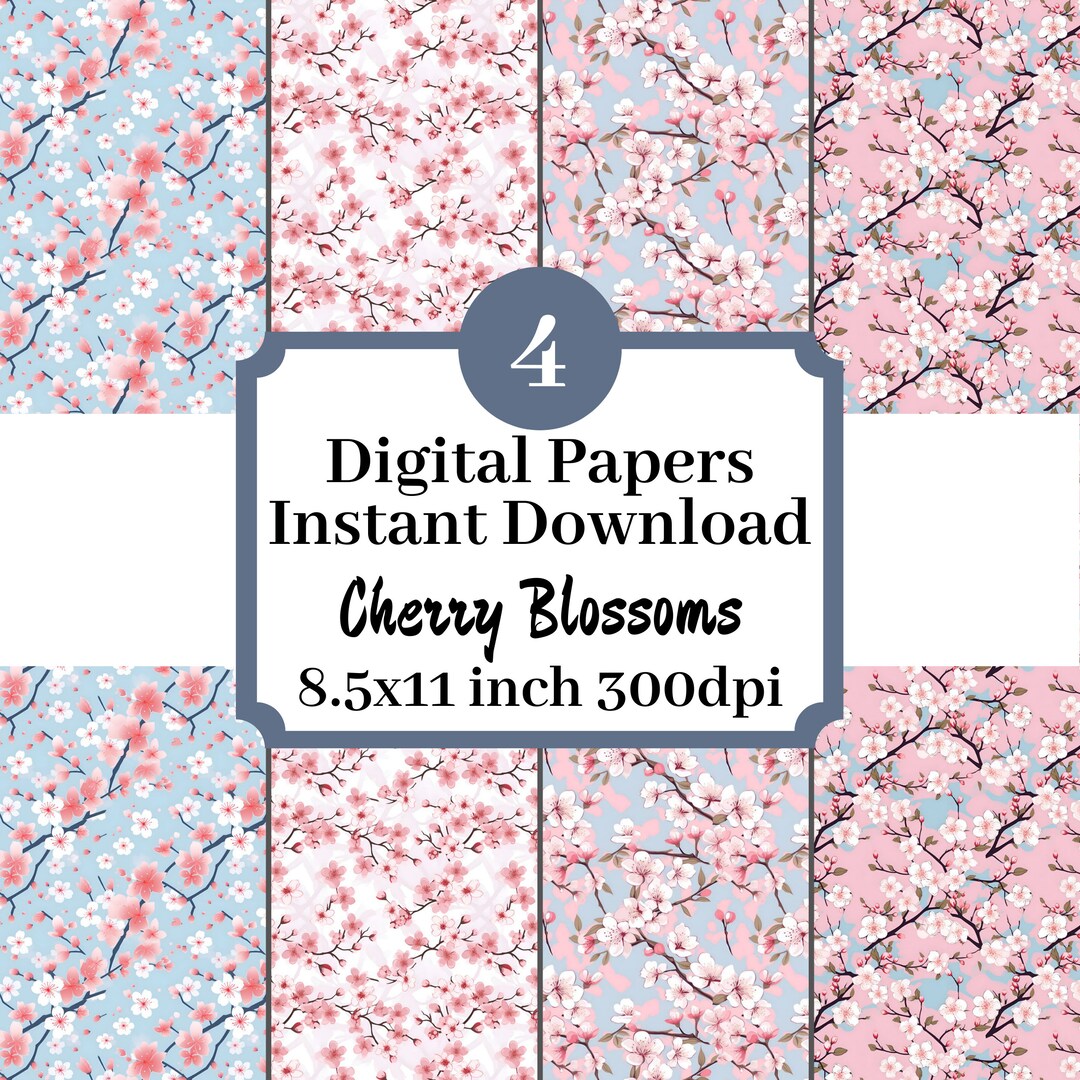 Cherry Blossoms 8.5x11 Repeat Pattern Digital Paper Printable ...