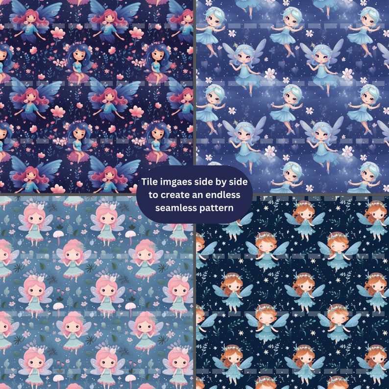 Cute Fairies Printable Background Scrapbook Papers, 12x12 Seamless ...