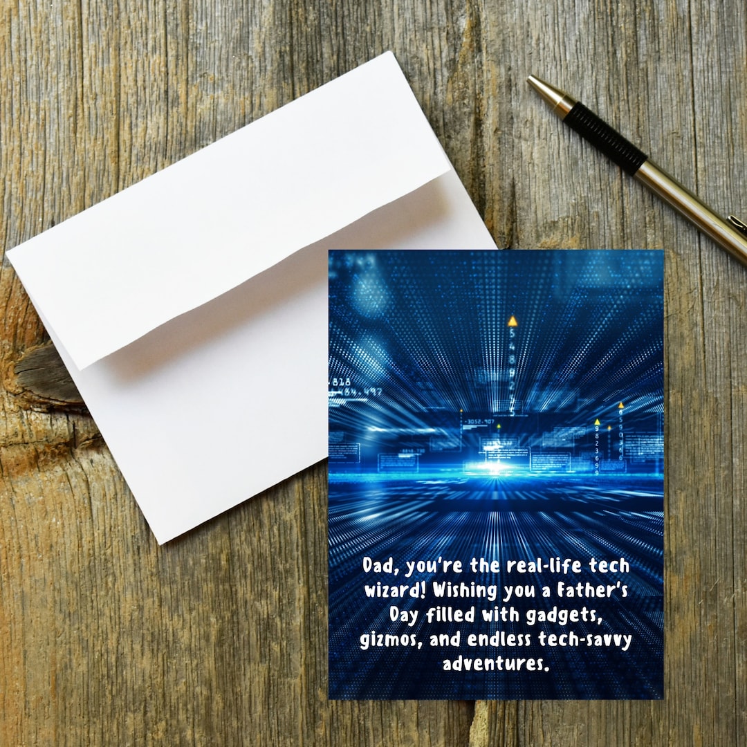 Tech Father's Day Printable Greeting Card With DIY Printable Envelope ...
